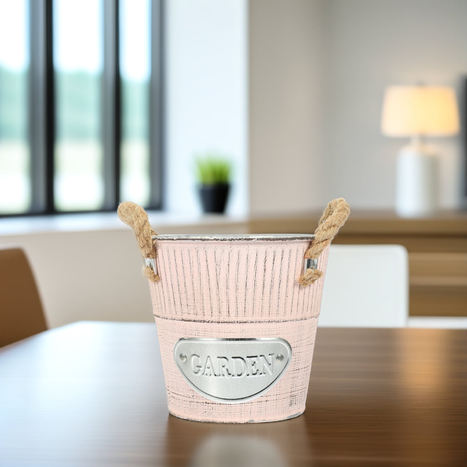 MLINS Pink Iron Flower Bucket for Storage with Resistance and Delicate ...