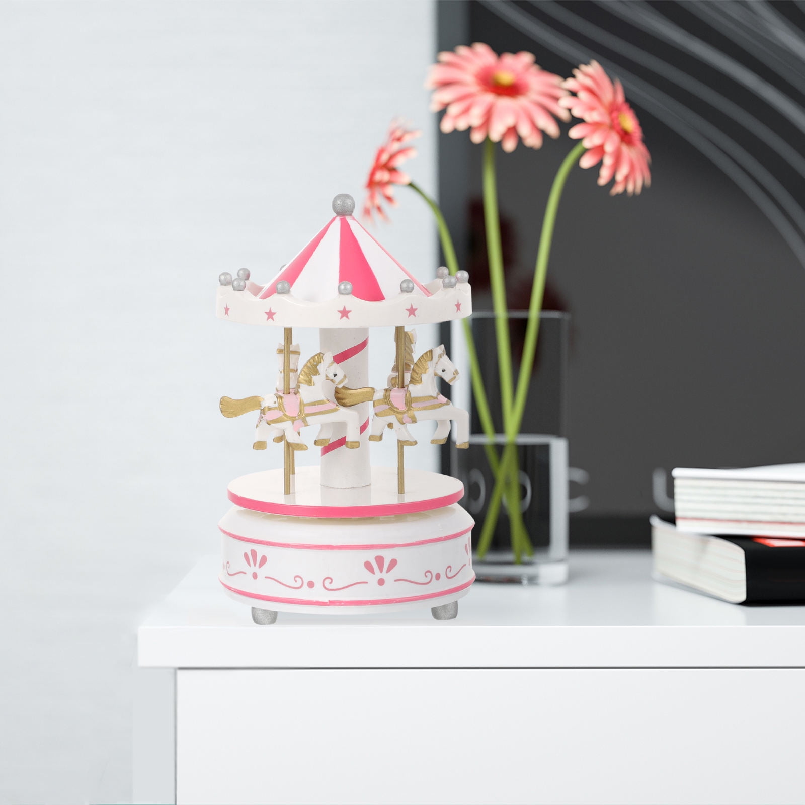MLINS Pink Music Boxes for Girls Carousel Special Occasion Gift ...