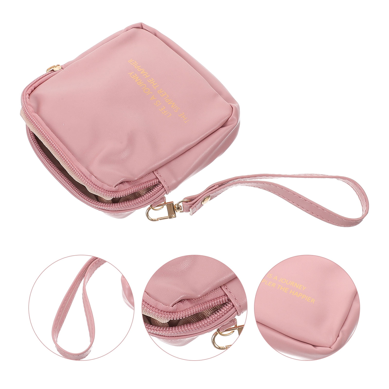 MLINS Pink PU Hygiene Bag for Storage Lightweight Portable Design with ...