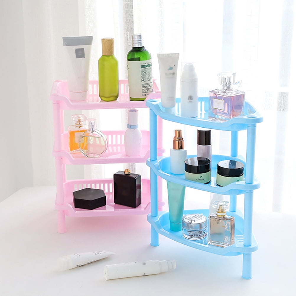 MLINS Pink Plastic 3-layers Storage Rack for Bathroom Space-saving and ...