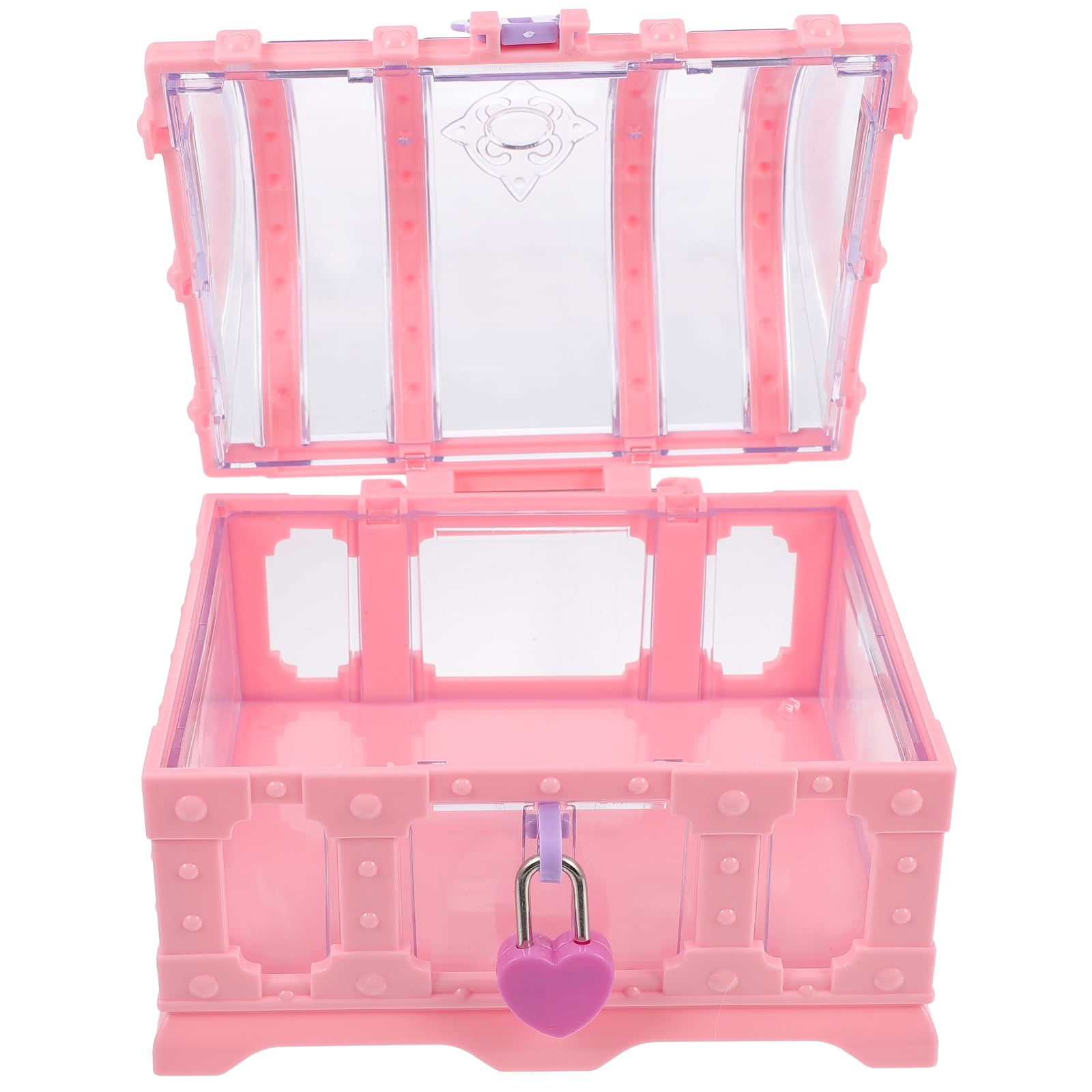 MLINS Pink Treasure Chest Case Storage Box with Lock Role Play Toy Kid ...