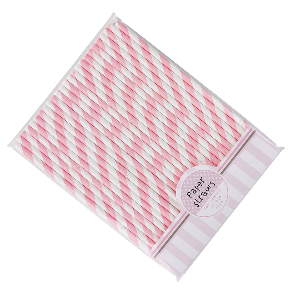 MLINS Pink White Striped Paper Straws for Parties Restaurants and Home ...