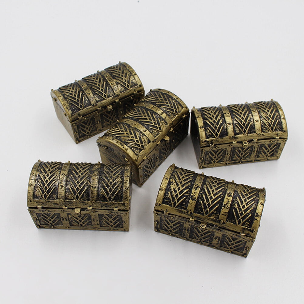 MLINS Pirate Treasure Chest Small 6Set Golden Rectangular for Kids ...