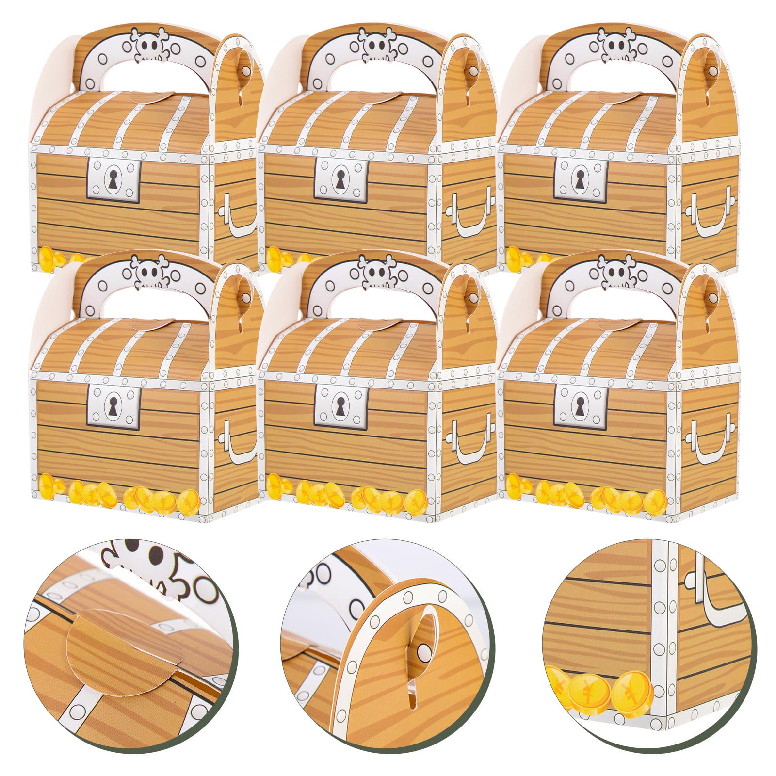 MLINS Pirate Treasure Treat Chest Goodie Boxes with Handle for Party ...