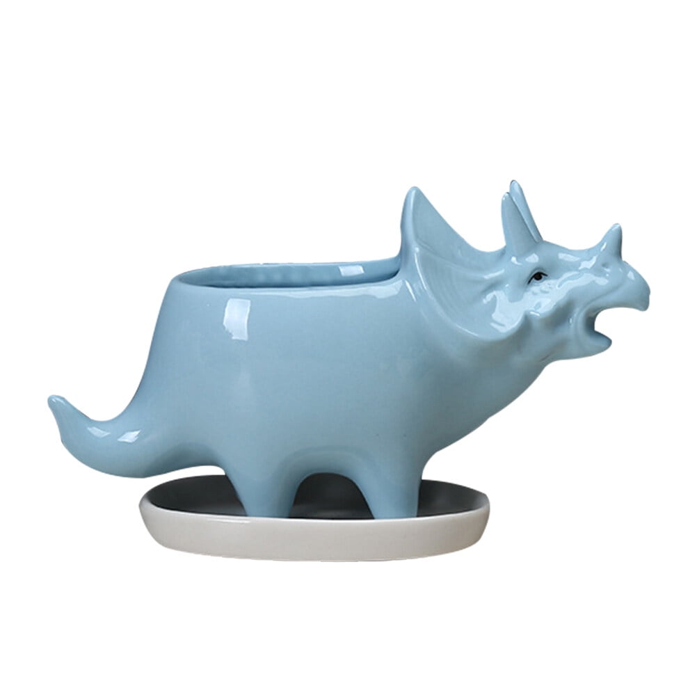 MLINS Planter Dinosaur Pot Triceratops Flower Porcelain Flowerpot Baby ...