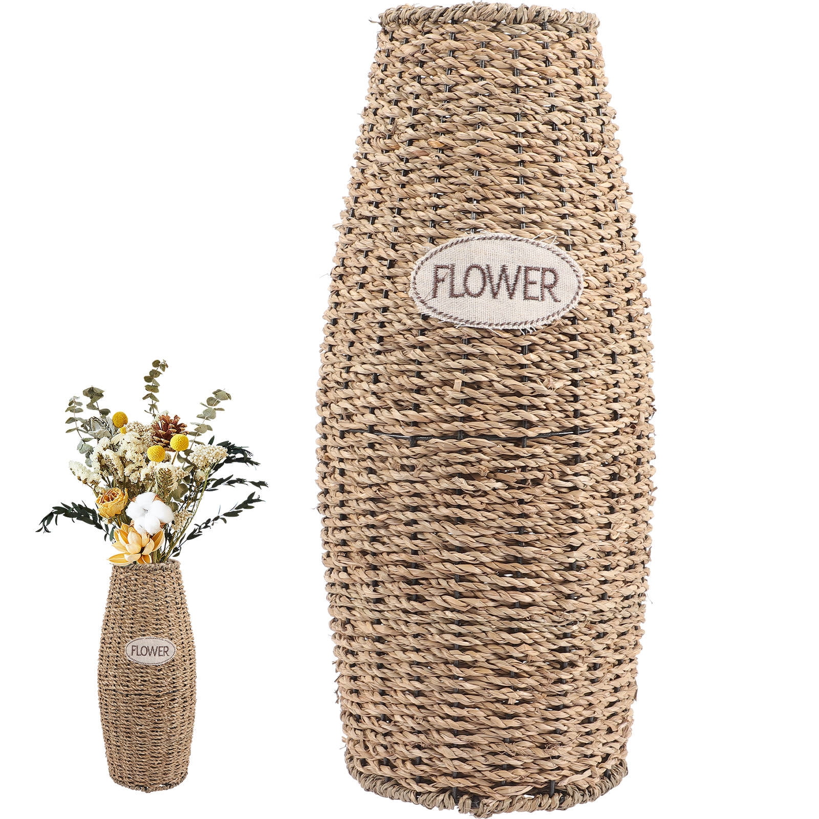 MLINS Plants Vase Rattan Weaving Flower Container Flower Arrangement ...