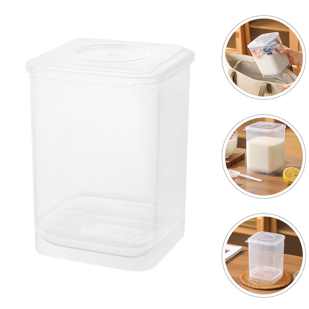 MLINS Plastic Food Storage Containers with Lids 2pcs Yogurt Oatmeal ...