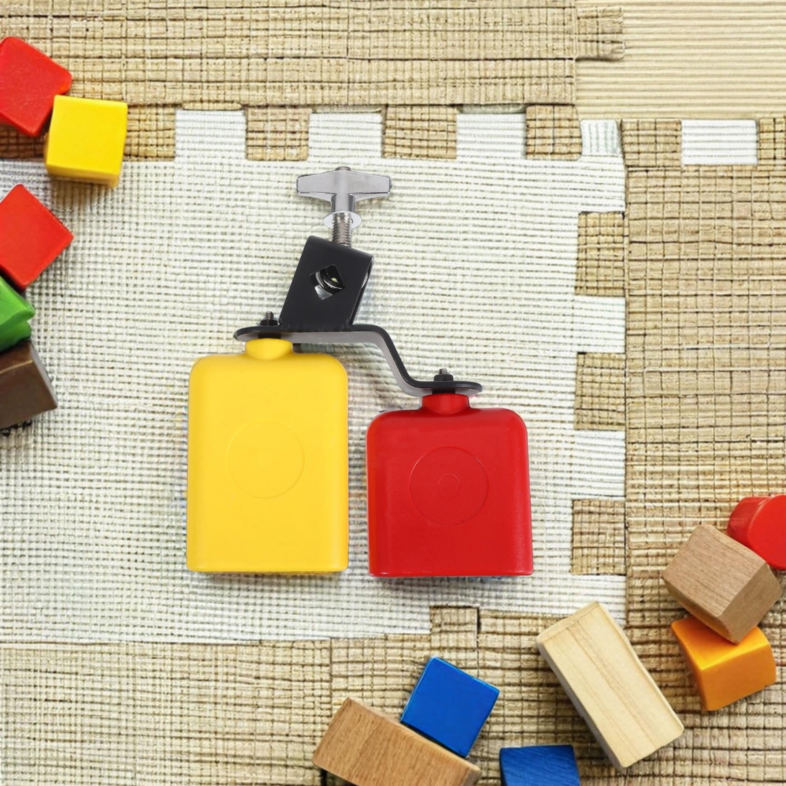 MLINS Plastic Jam Block Drum Accessories Dual Mounted Cowbell High Low ...