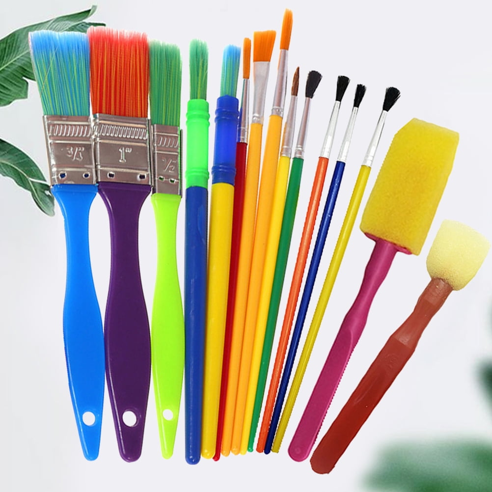 MLINS Plastic Paint Brushes Set of 15 Pieces for Kids and Artists with ...