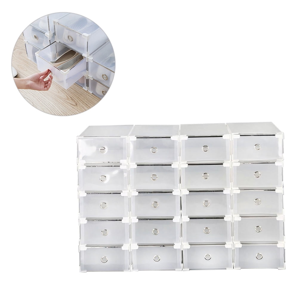 MLINS Plastic Shoe Storage Box Transparent Design for Easy ...