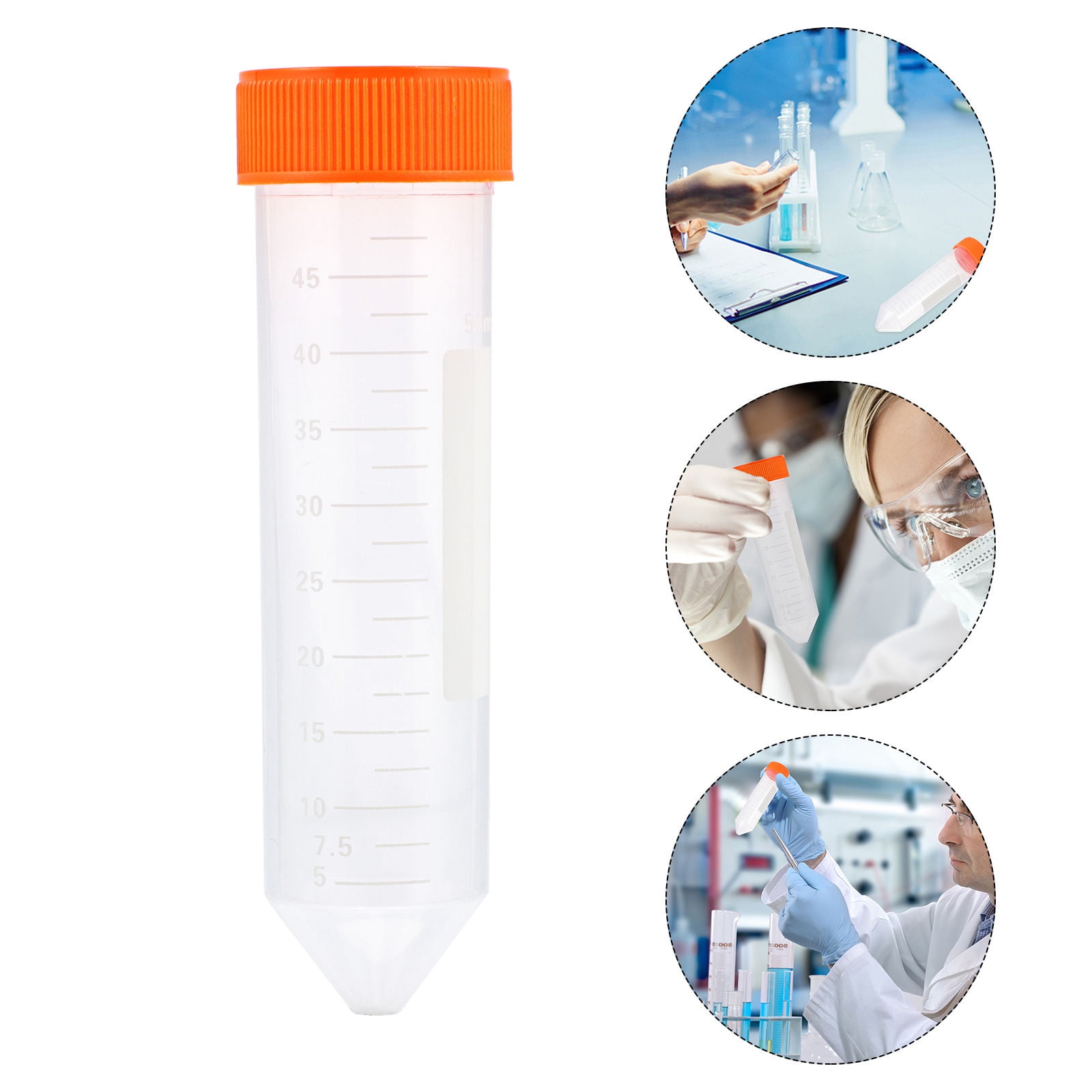 MLINS Plastic Test Tubes with Screw Caps for Laboratory Use 50ml Vials ...
