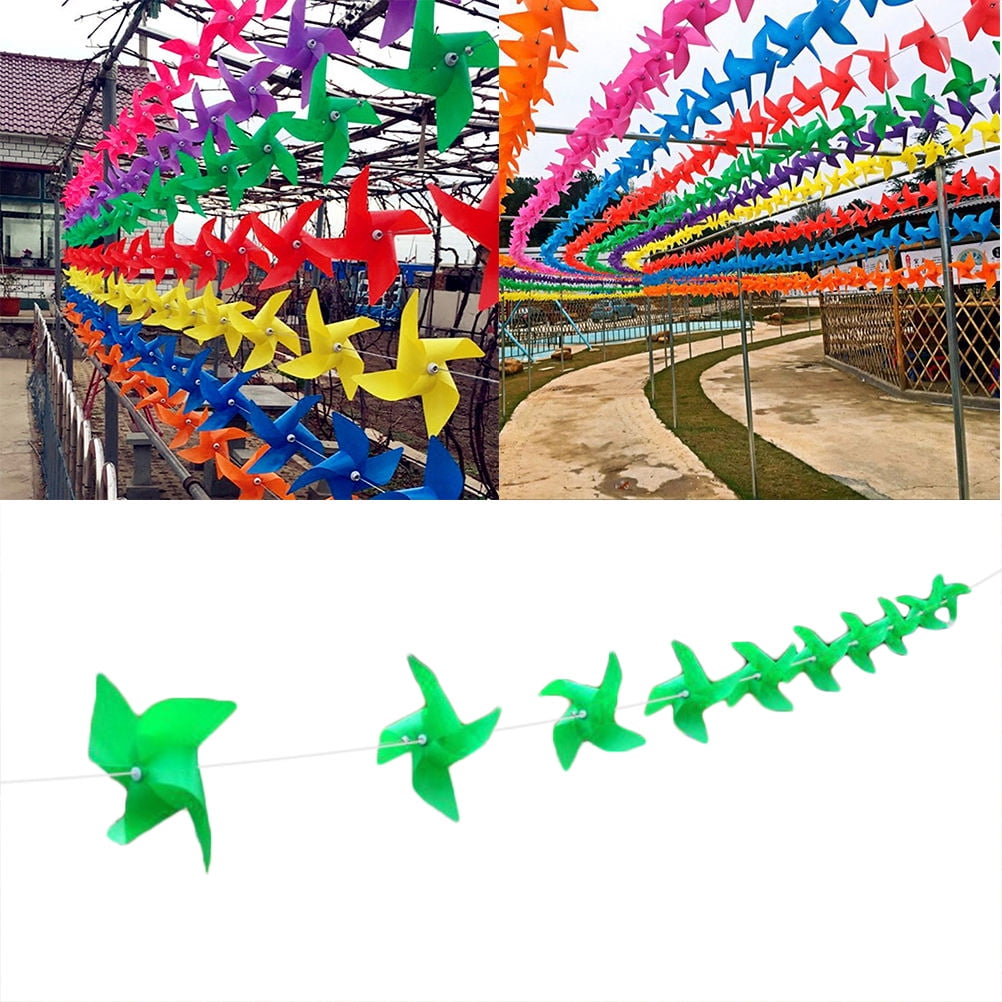 MLINS Plastic Windmill Banner for Decoration Green Color with Wire Rope ...