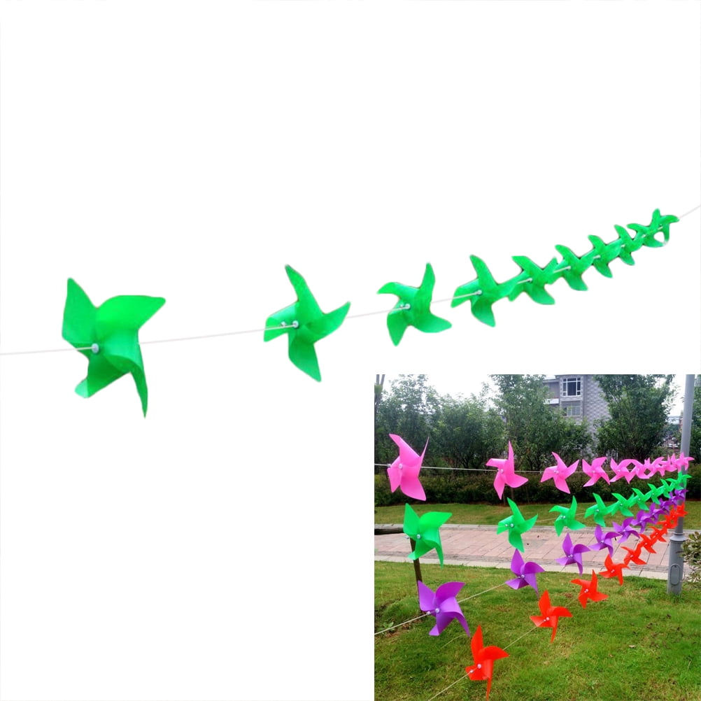 MLINS Plastic Windmill Banner for Decoration Green with Wire Rope 10 ...