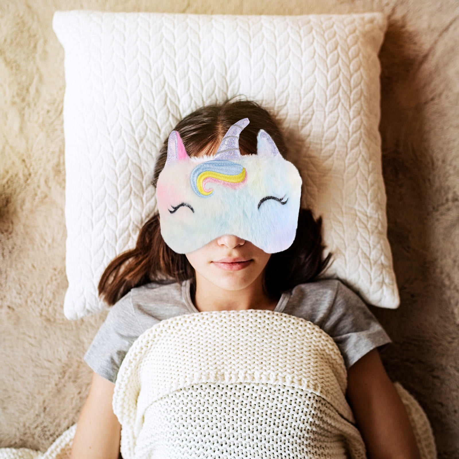 MLINS Plush Eye Mask Cute Sleep Plushies Patches for Kids Travel ...