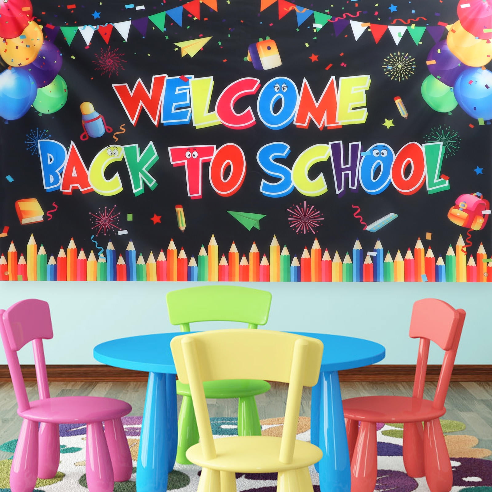 MLINS Polyester Welcome Back to School Banner for Decor Assorted Color ...