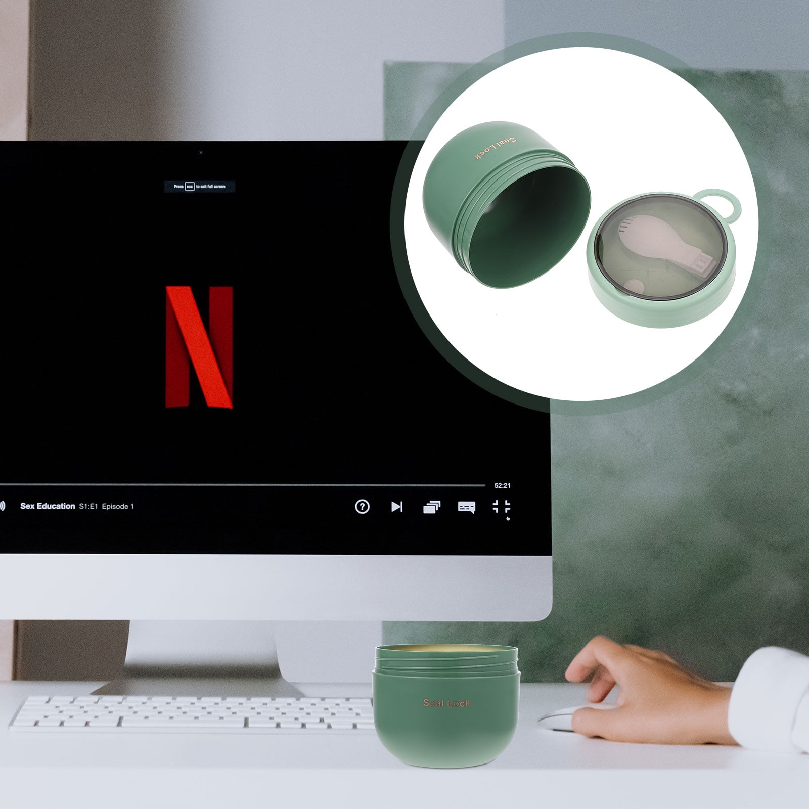 MLINS Portable Soup Cup with Lid Made of Plastic Green Color for ...