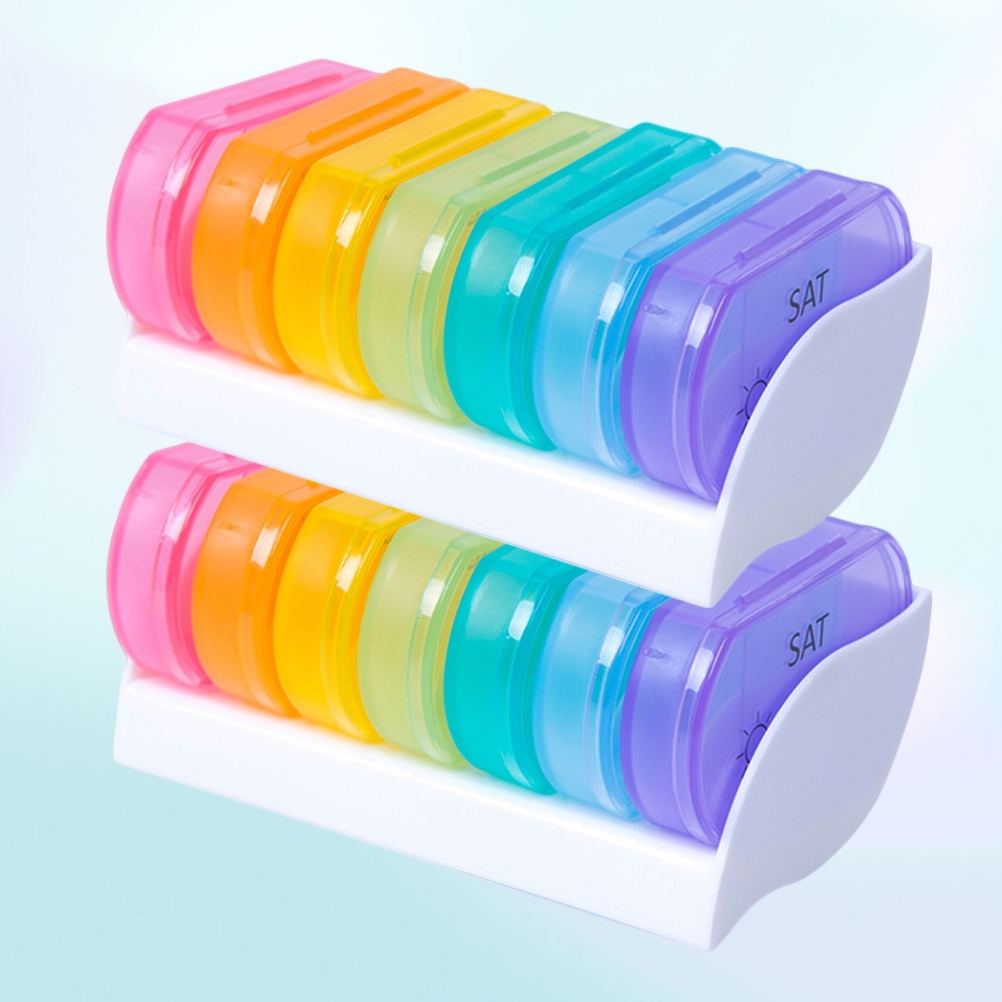 MLINS Portable Weekly Pill Organizer Tray with 7 Assorted Color Boxes ...