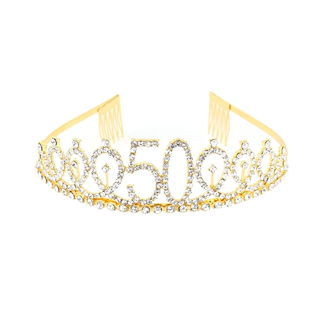 MLINS Princess Rhinestone Crown Birthday Number Hair Comb Eye-catching ...