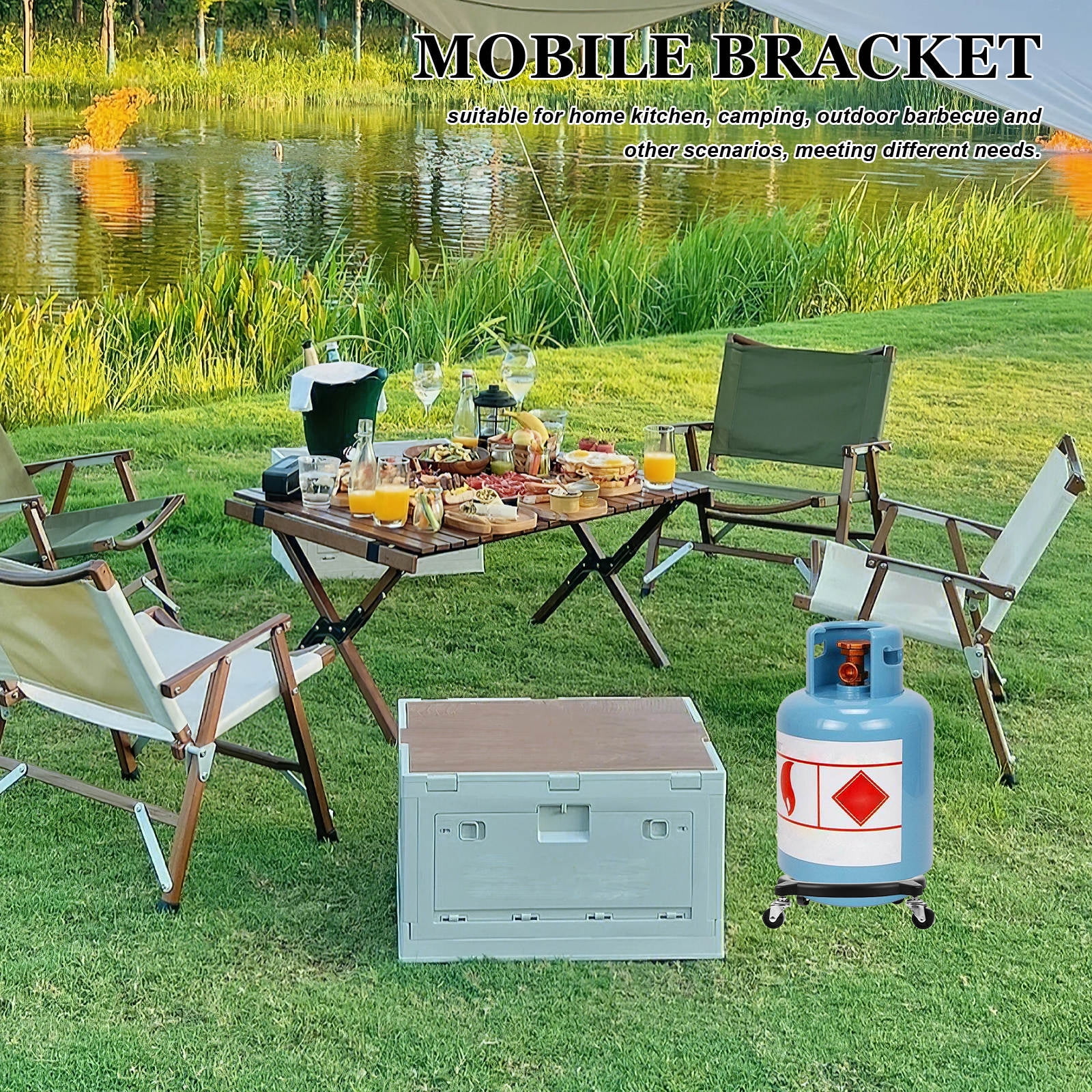 MLINS Propane Tank Support with Wheels Stainless Steel Camping Propane ...