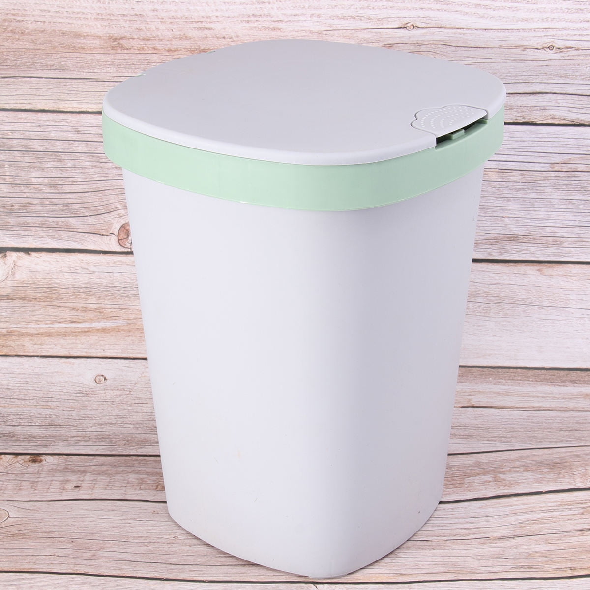 MLINS Push Button Trash Can with Lid for Storage Made from Plastic ...