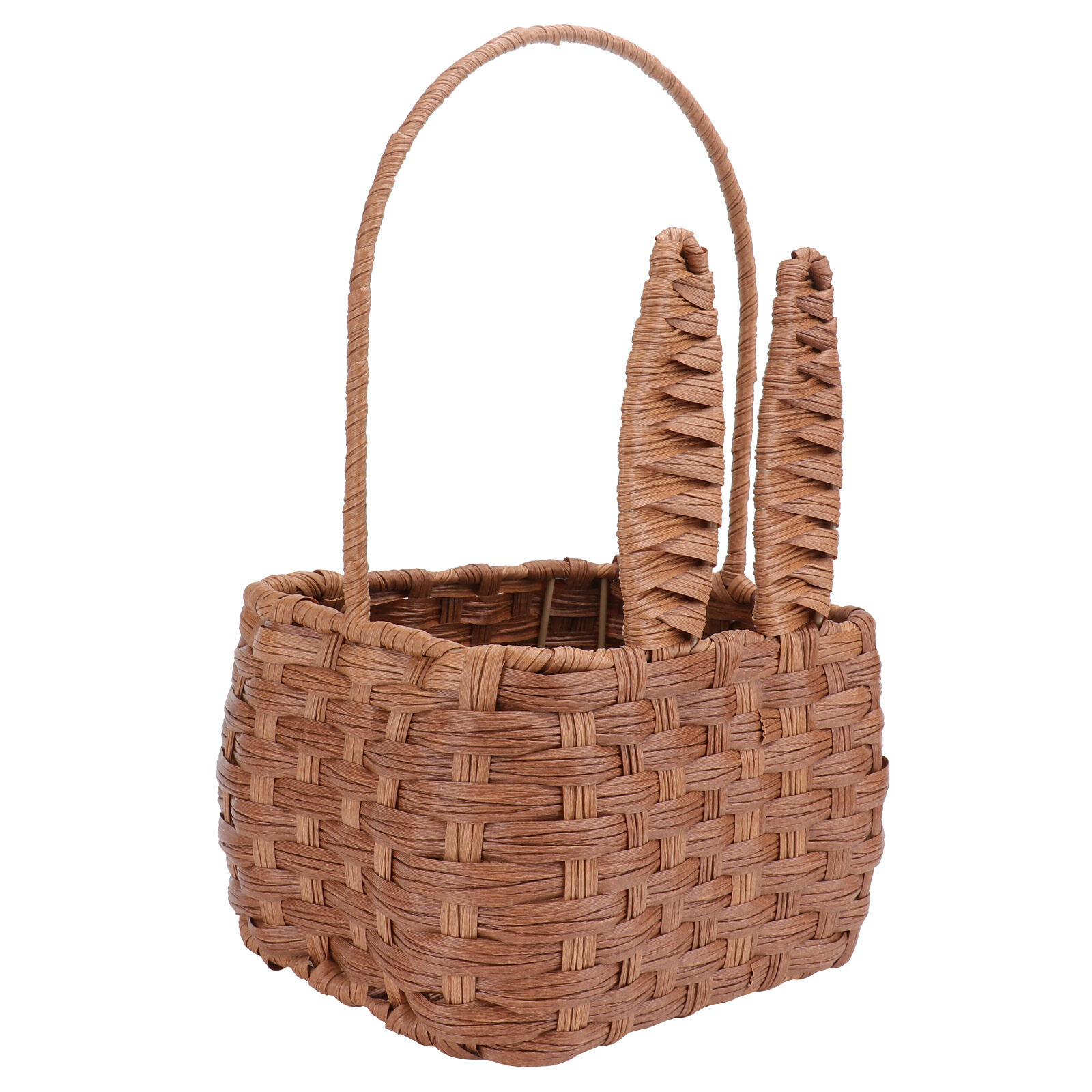 MLINS Picnic Rabbit Ears Shopping Basket Rattan PVC Material ...