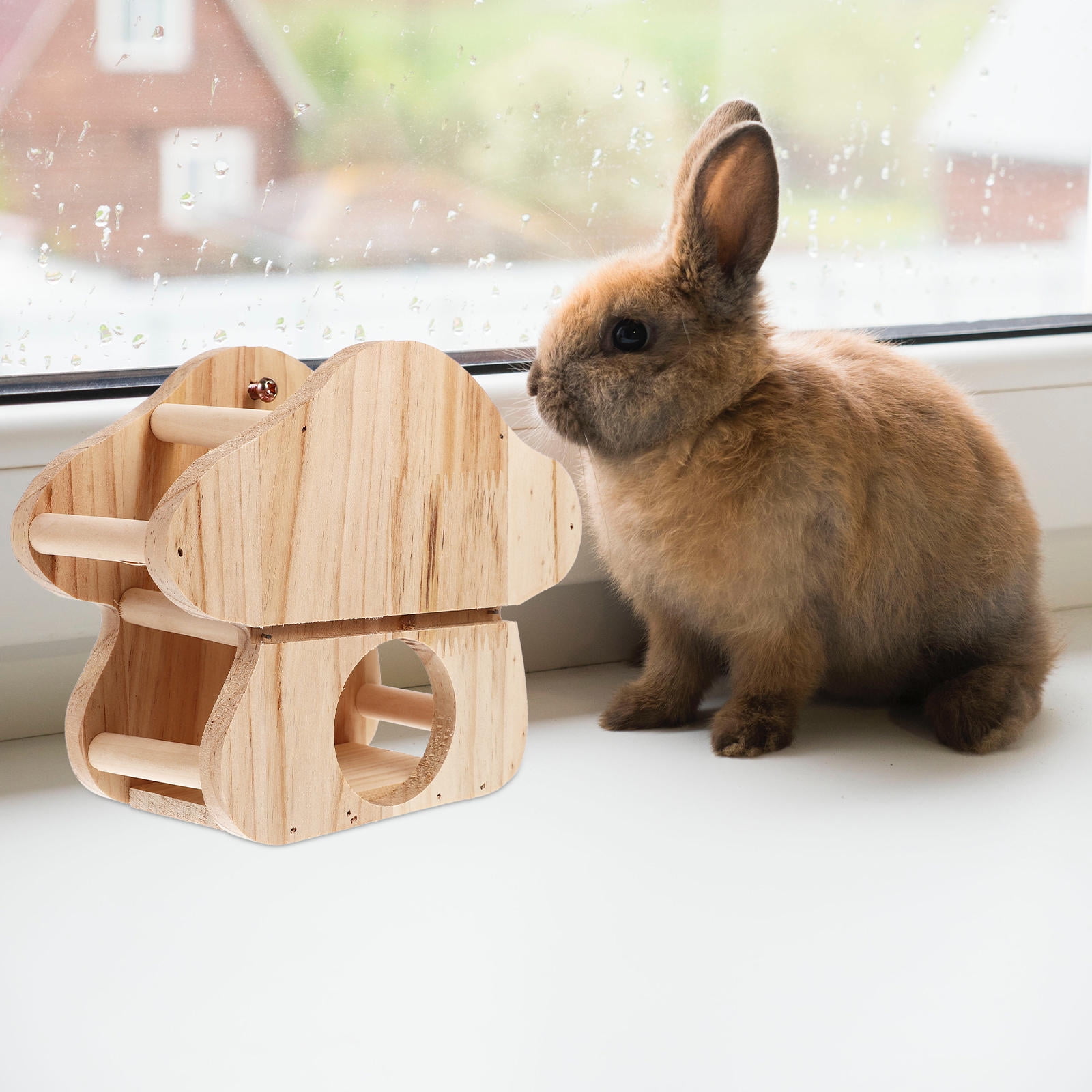 MLINS Rabbit Rack Wooden Container Bunny Cage Rack Hanging Wood Holder ...