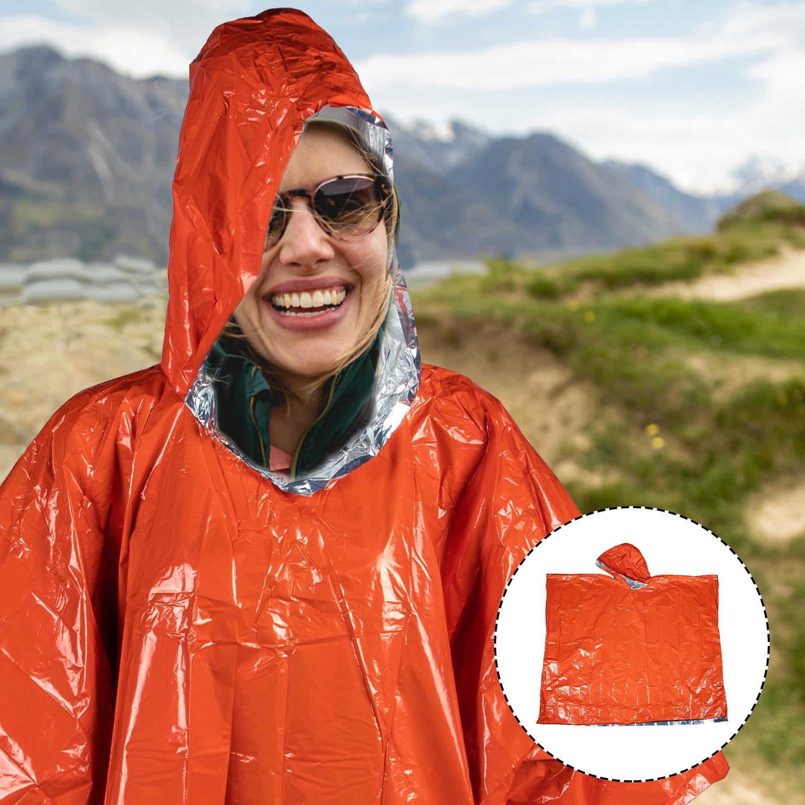 MLINS Rain Poncho for Adults Waterproof Rain Coat Emergency Rain Poncho ...