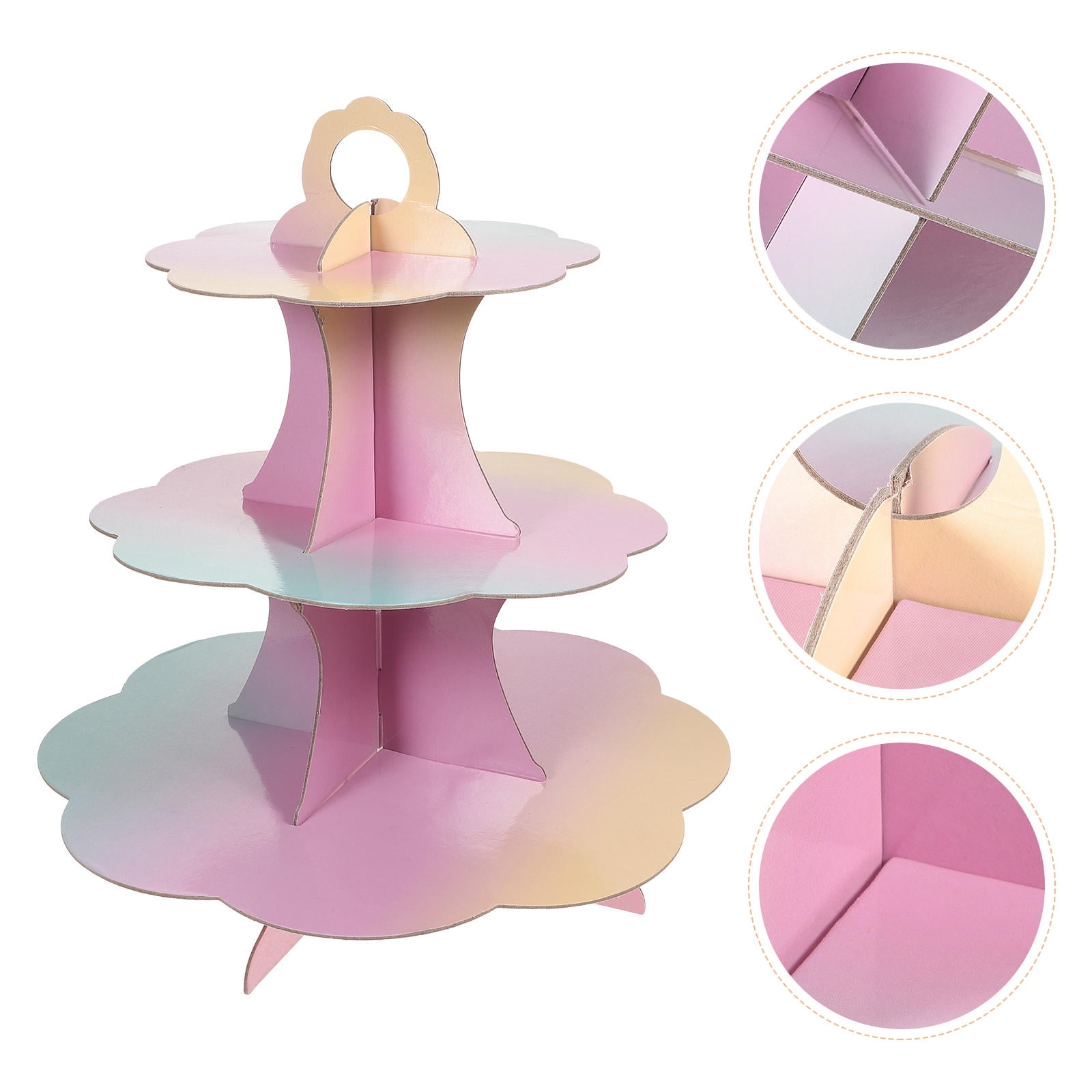 DINHEAROM Paper Cupcake Stand Three Tier For Dessert Presentation 1Set ...