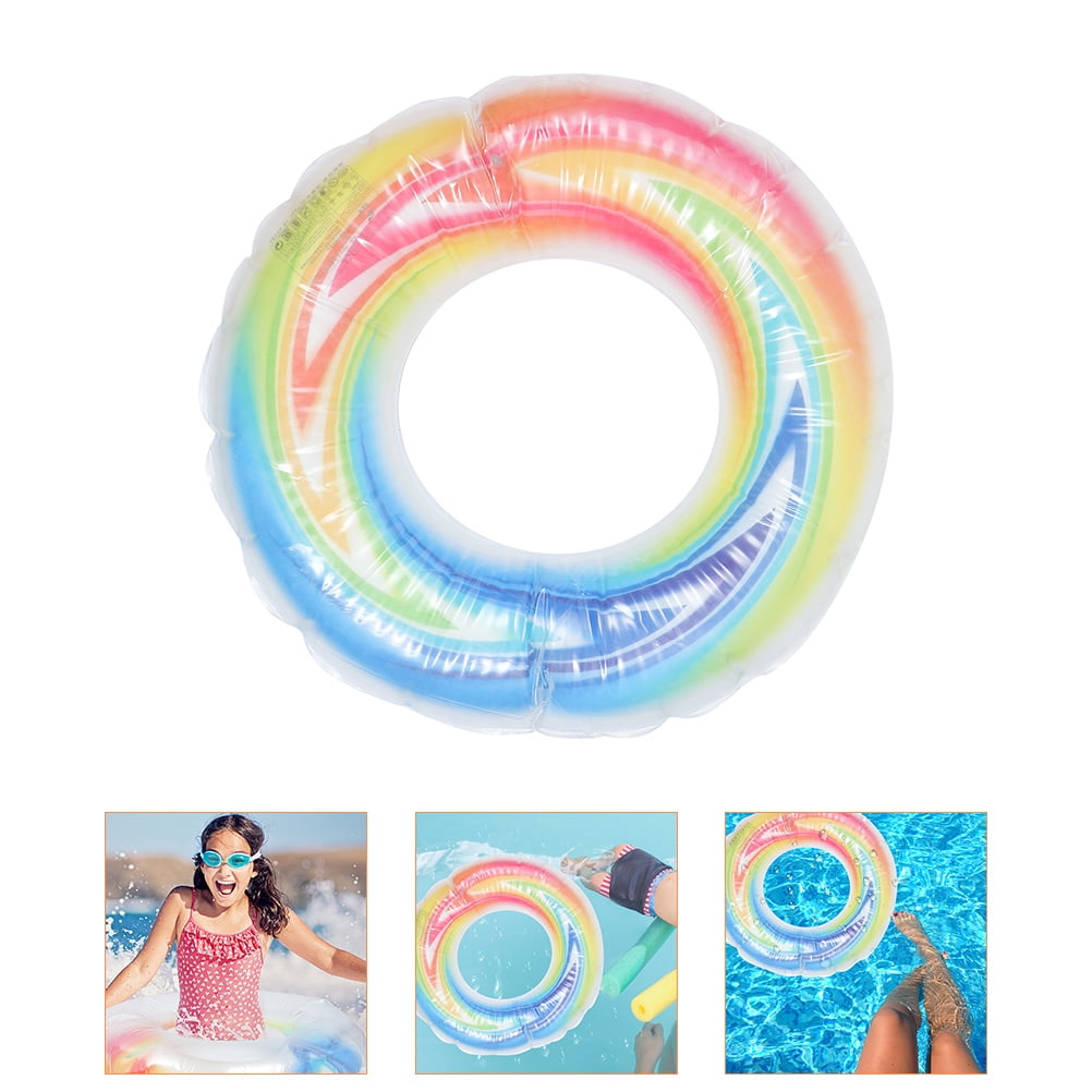 MLINS Rainbow Inflatable Swim Ring for Adult Summer Pool Party Assorted ...