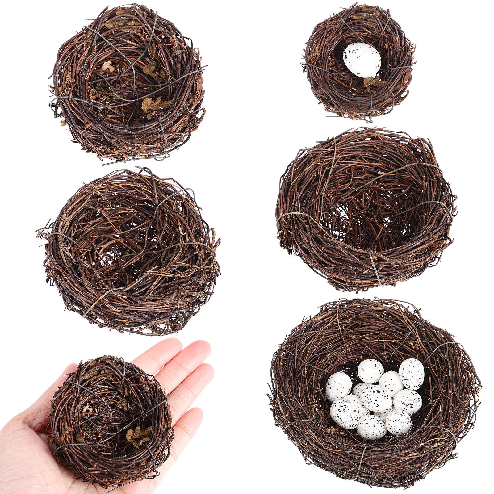 MLINS Rattan Artificial Bird Nests with Eggs for Decor Multi Colorfully ...