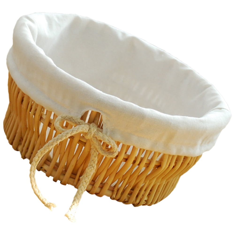 MLINS Rattan Bread Basket Lid Counter Fruit Containers for Food Wicker ...