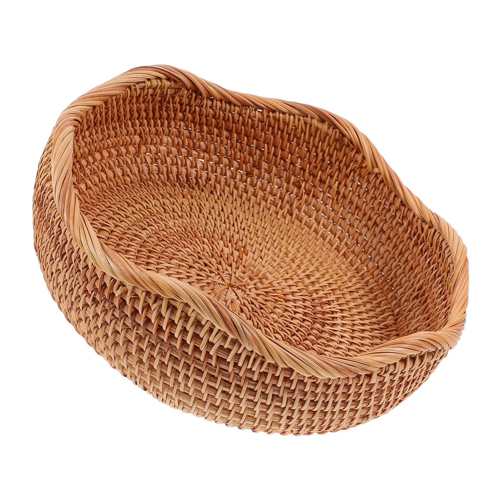 MLINS Rattan Bread Basket Round Fruit Serving Storage Basket Woven ...