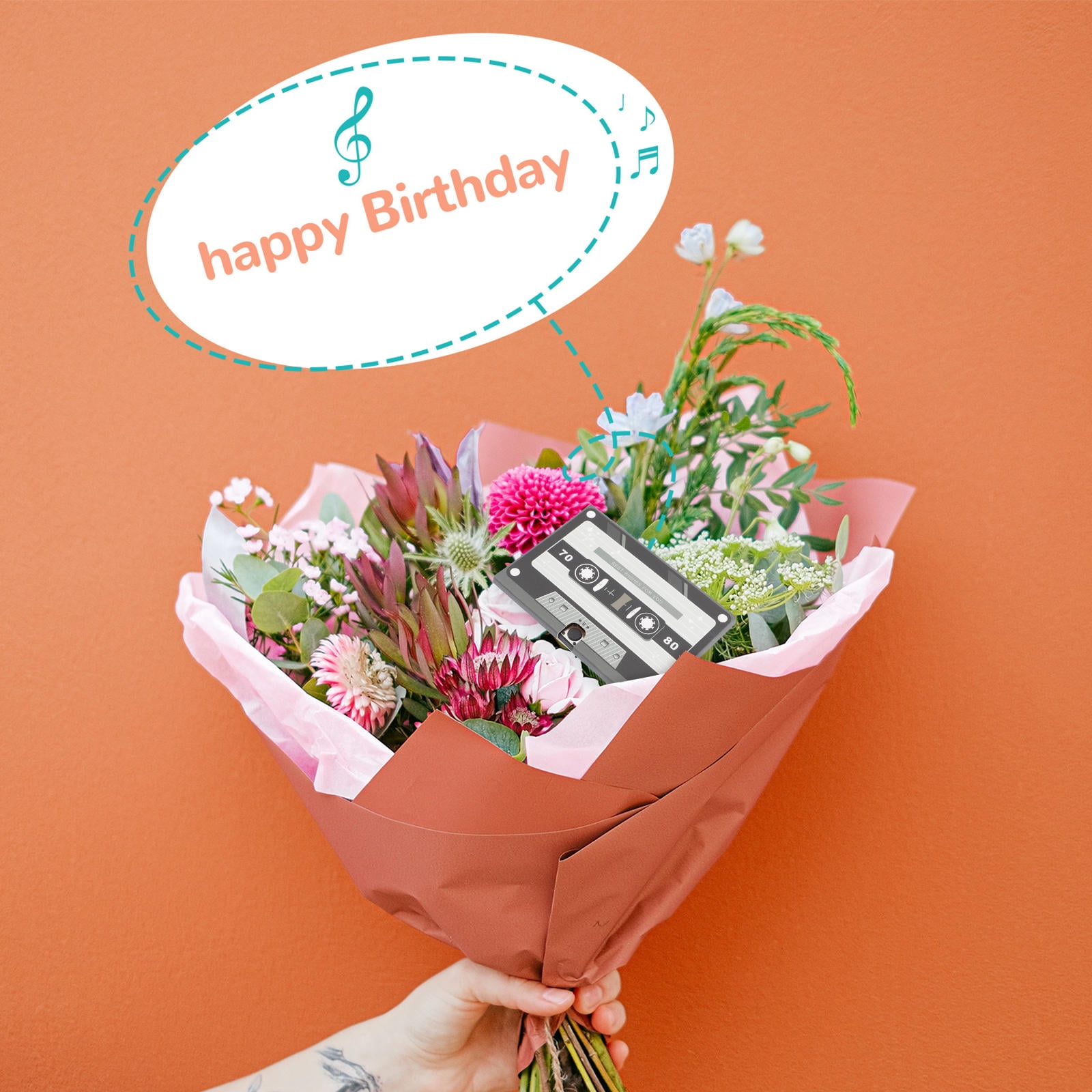 MLINS Recordable Greeting Card in Black for Birthday Made of Paperboard ...