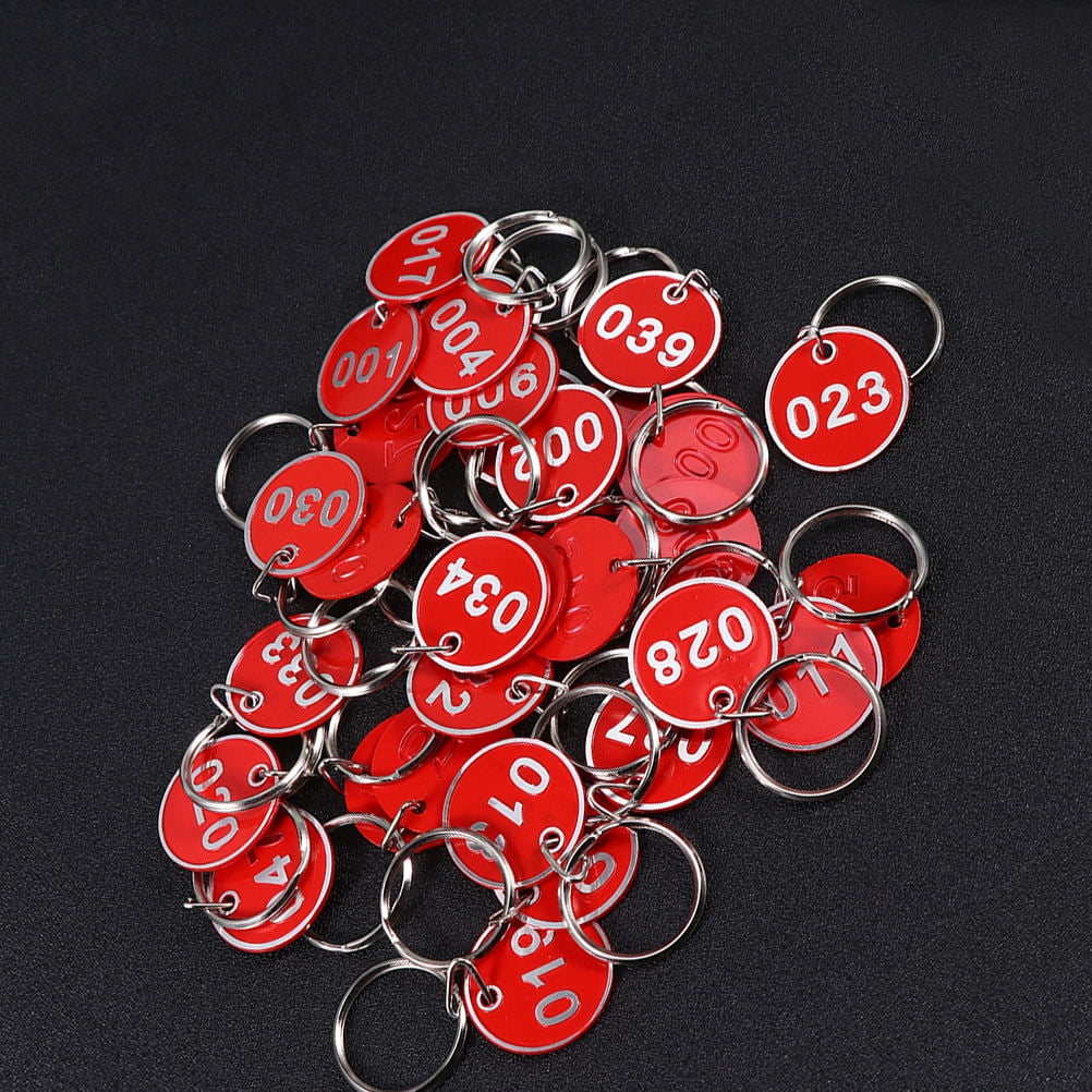 MLINS Red Aluminium Number Tags for Storage Use with Key Ring Labels ...