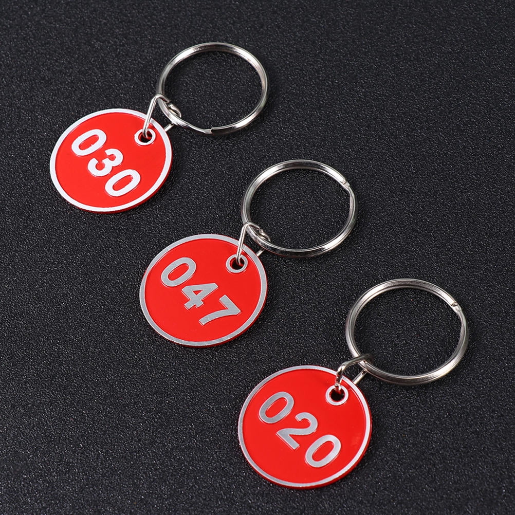 MLINS Red Aluminium Number Tags with Key Ring Labels for Storage Use ...