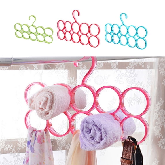 MLINS Red Circle Shape Coat Hanger with 10 Rings for Scarf Belt Tie ...