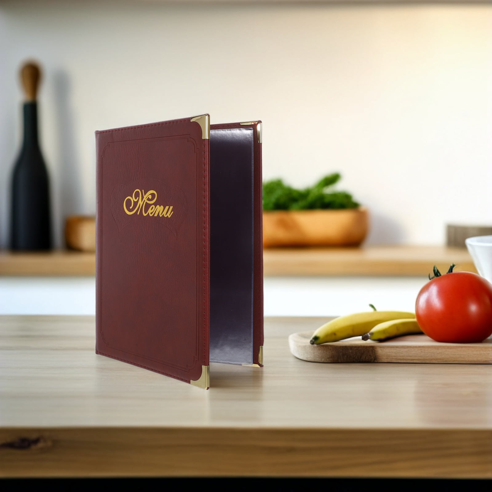 DINHEAROM Menu Cover Brown PU 1Pcs 12.5X9.8X0.8In - Walmart.com