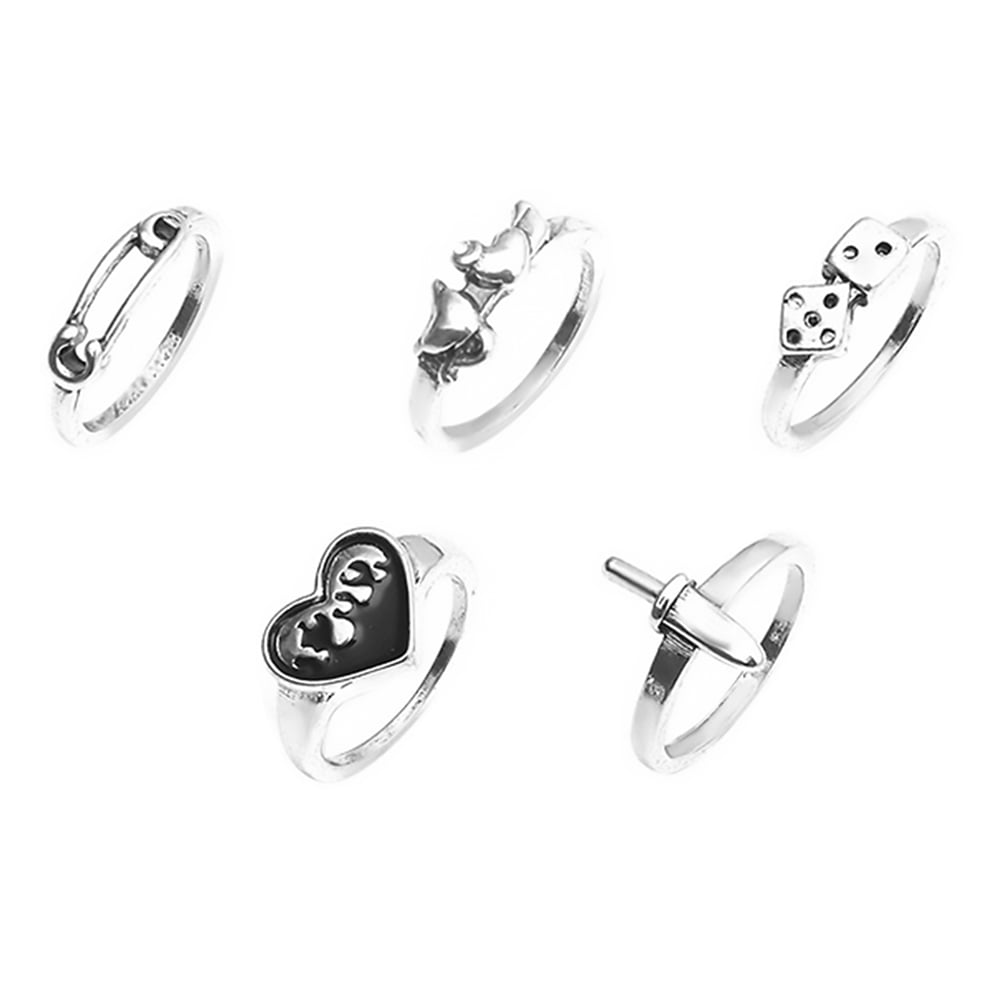 MLINS Retro Heart Dice Ring Set in Multi Color for Decor with Iron ...