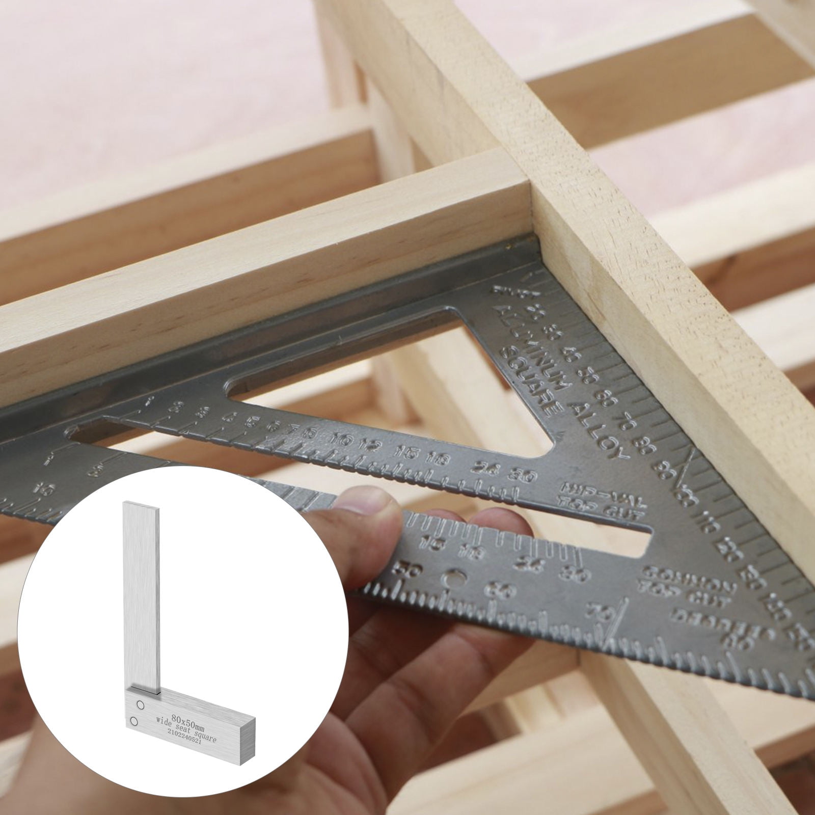 MLINS Right Angle Ruler Square Wide Base Angle Ruler 8X5X1CM Silver ...