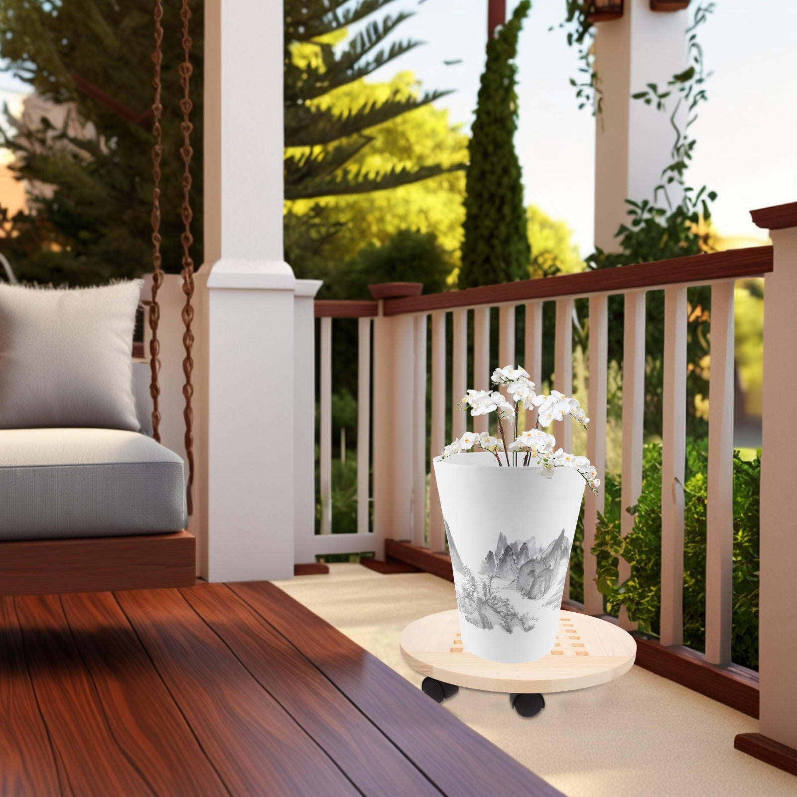 MLINS Rolling Plant Stand with Wheels 1 Set Movable Flower Pot Holder ...