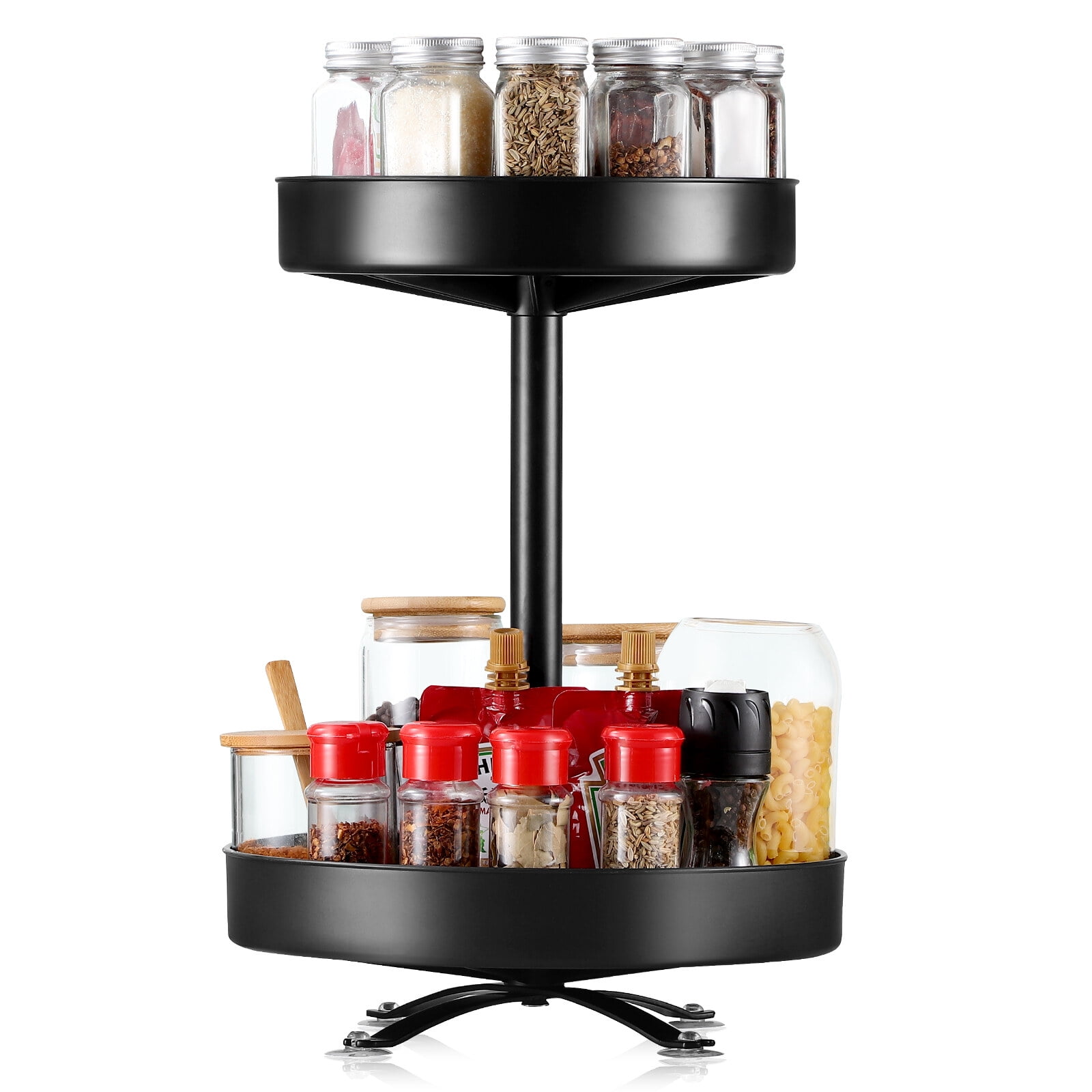 MLINS Rotating Condiment Rack Turntable Seasoning Organizer Sauce Tray ...