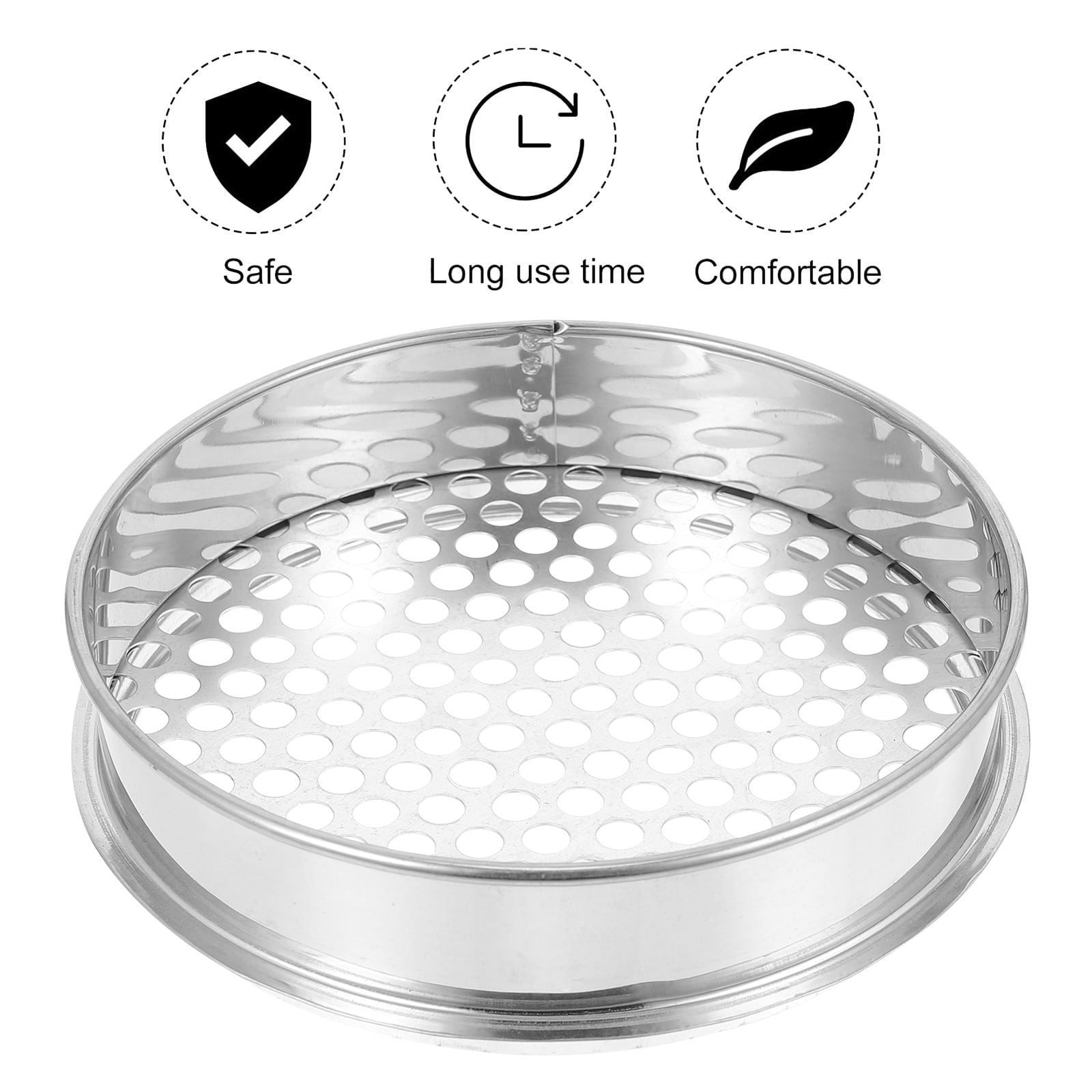 MLINS Round Hole Sieve Sifting Riddle Soil Sifter for Gardening Silver ...