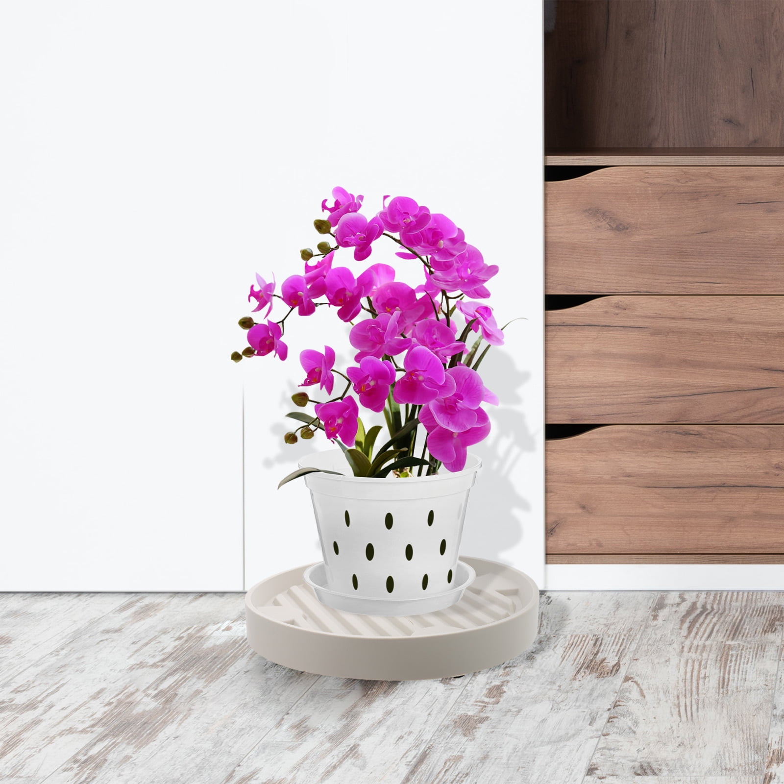 MLINS Round Indoor Plant Stand with Hidden Rolling Casters Heavy-Duty ...