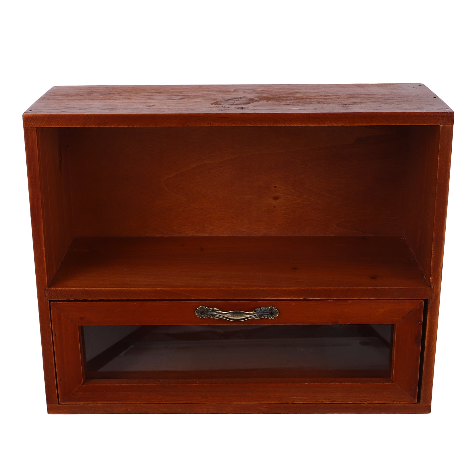 MLINS Rustic Vintage Mini Wood Countertop Cabinet Display Case Shelf ...