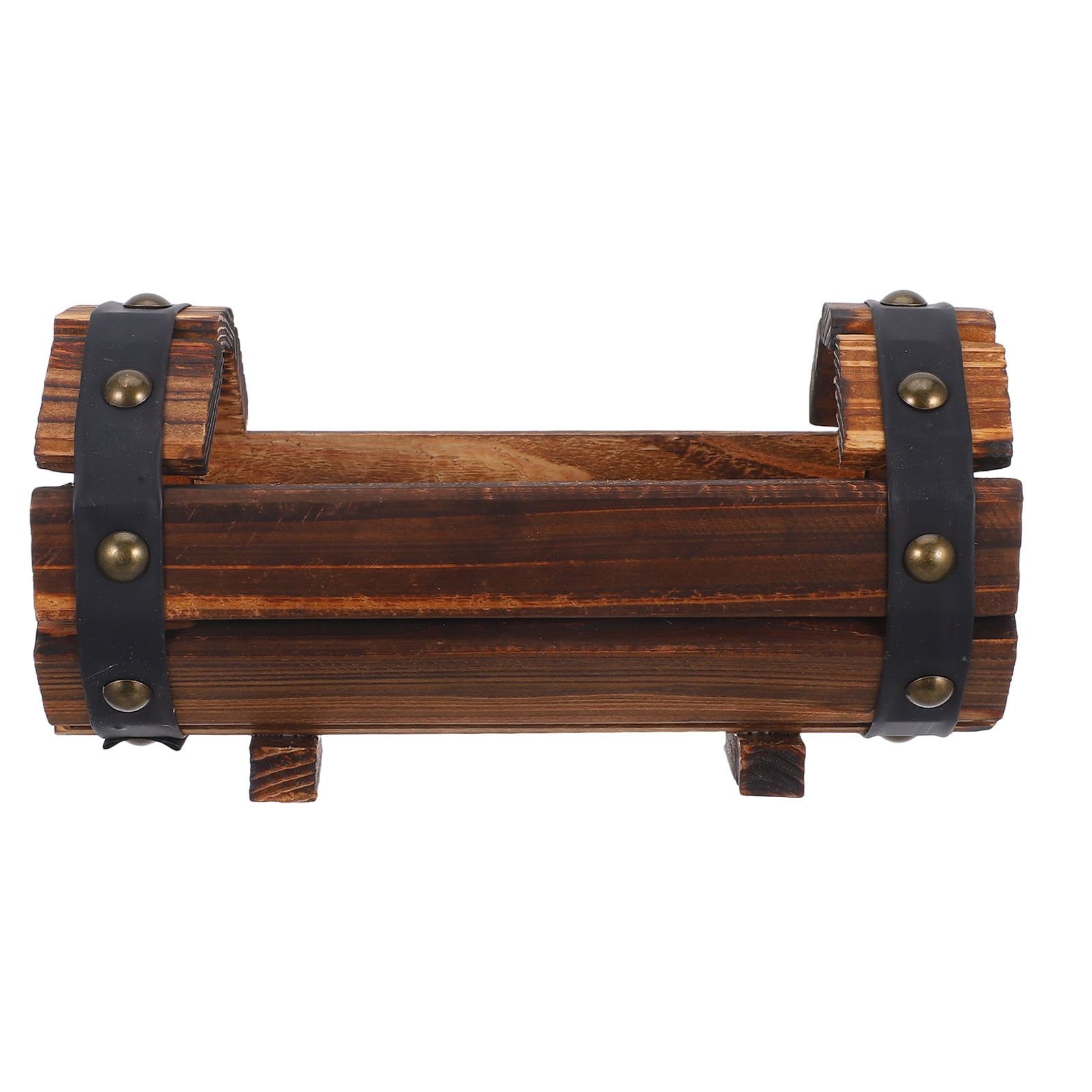 MLINS Rustic Wooden Flower Box For Outdoor Plants Carbonized Wood ...