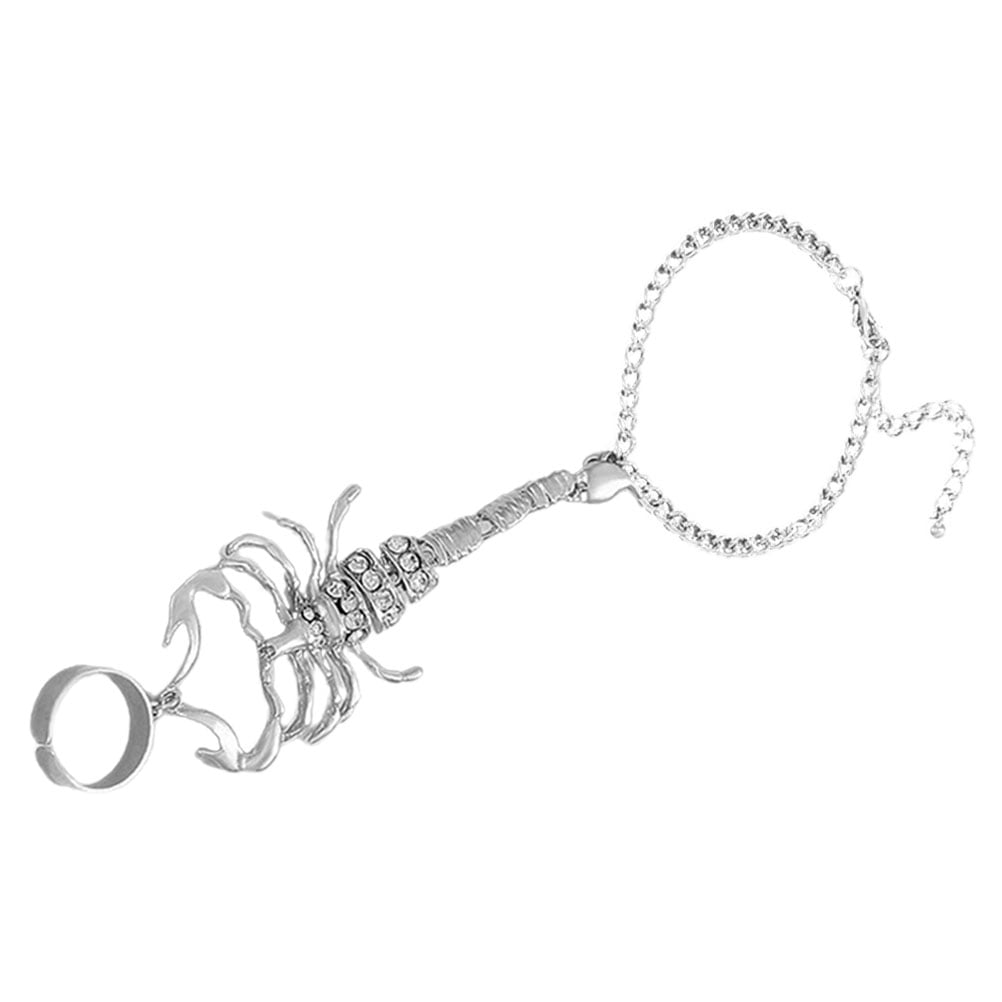 MLINS Scorpion Finger Ring Hand Chain Rave Bracelet Scorpion Ring ...