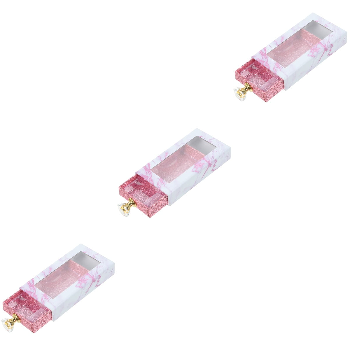 MLINS Set of 3 Pre Glued Eyelashes Clusters Box False Storage Rectangle ...