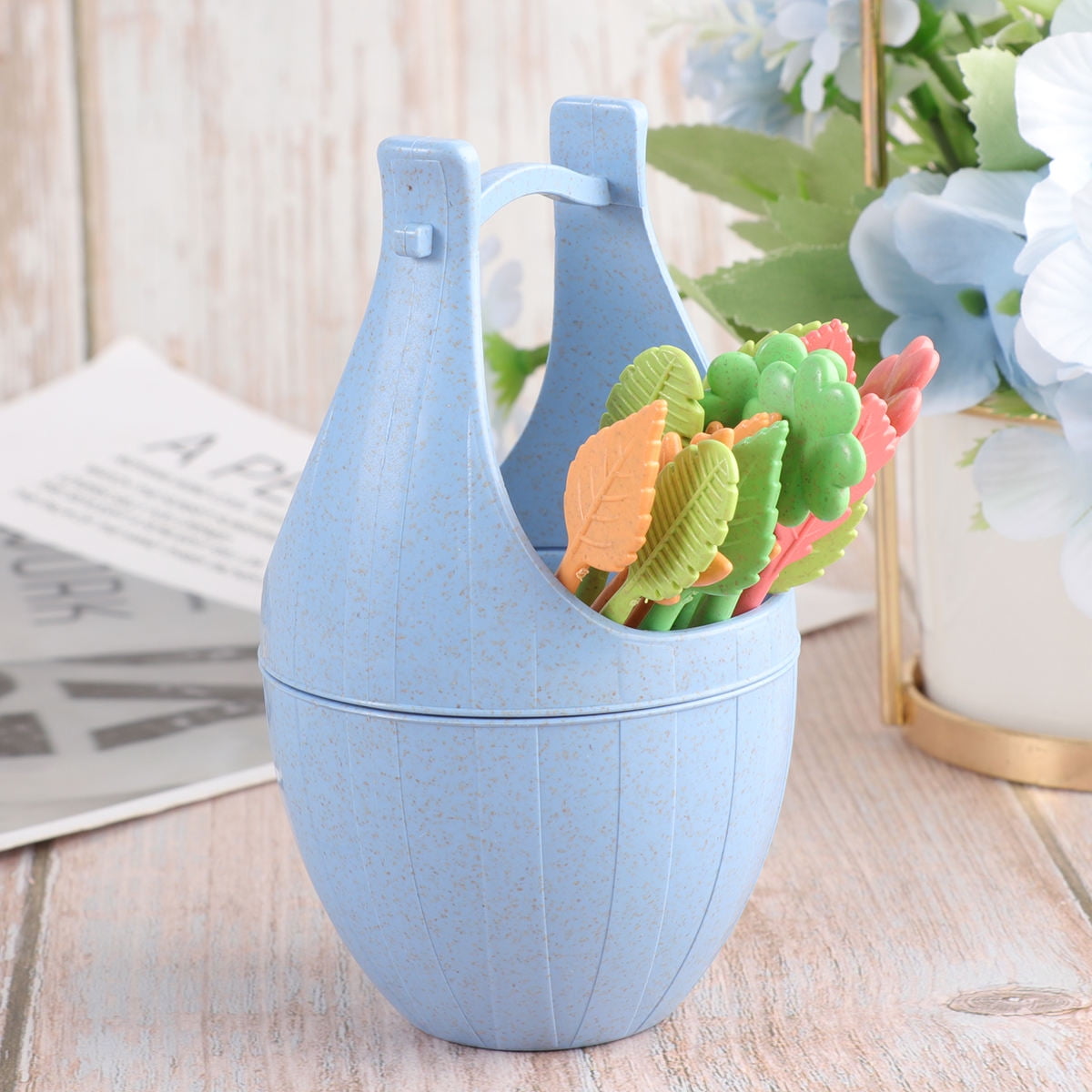 MLINS Shaped Cake Toppers Reusable Wedding Cupcake Decor Wheat Straw ...