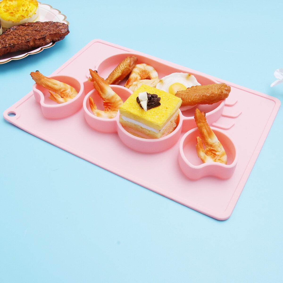 MLINS Silicone Crab Shape Dining Tray One-piece Suction Cup Dinner ...