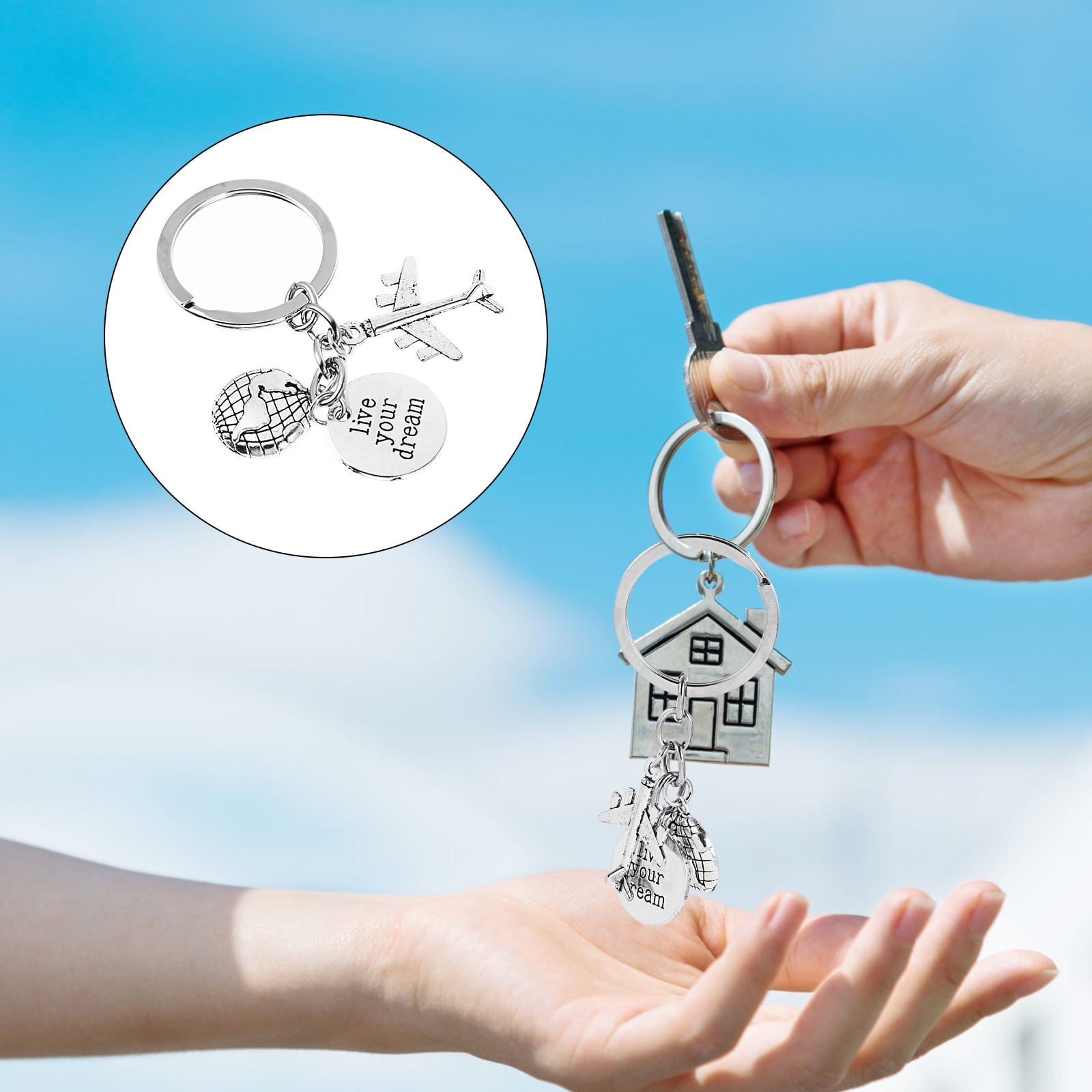 MLINS Silver Alloy Keyring Gift for Decoration Plane Map Design Perfect ...